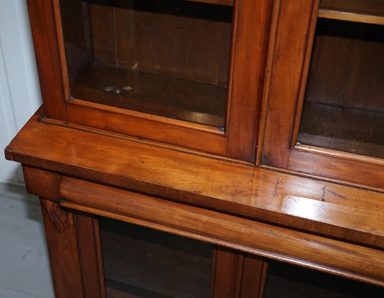 Victorian Mahogany Glass Doored Library Bookcase Cabinet with Single ...