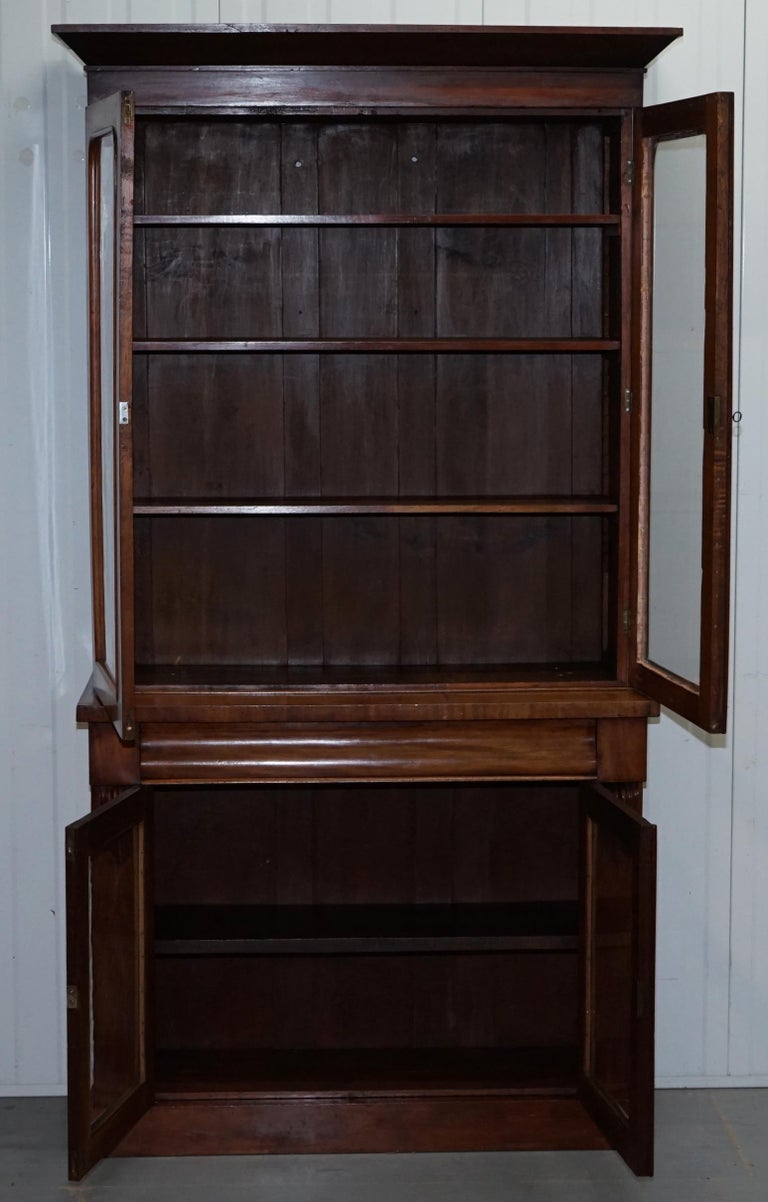 Victorian Mahogany Glass Doored Library Bookcase Cabinet with Single ...
