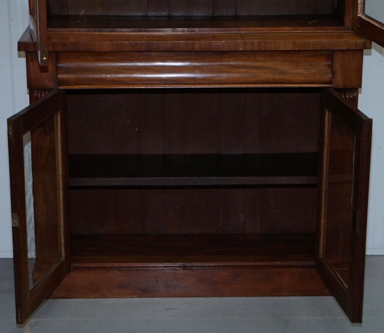 Victorian Mahogany Glass Doored Library Bookcase Cabinet with Single ...