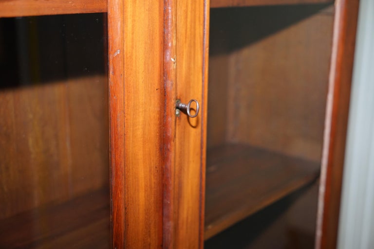 Victorian Mahogany Glass Doored Library Bookcase Cabinet with Single ...