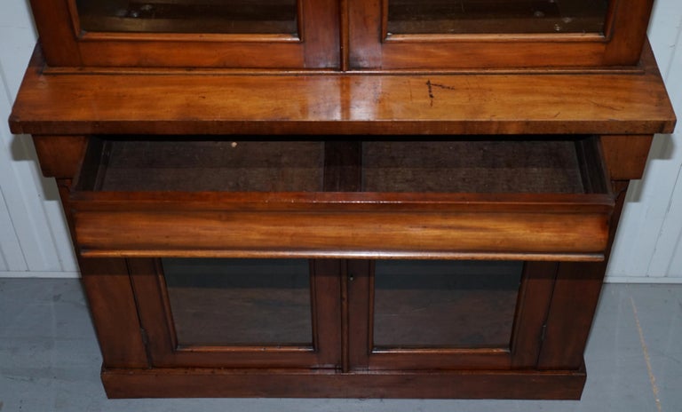 Victorian Mahogany Glass Doored Library Bookcase Cabinet with Single ...