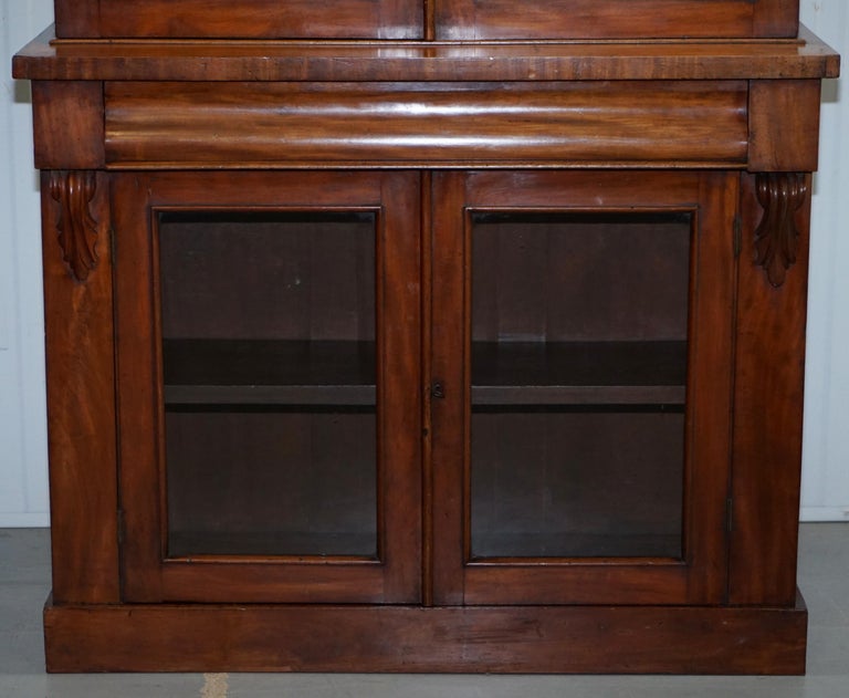 Victorian Mahogany Glass Doored Library Bookcase Cabinet with Single ...