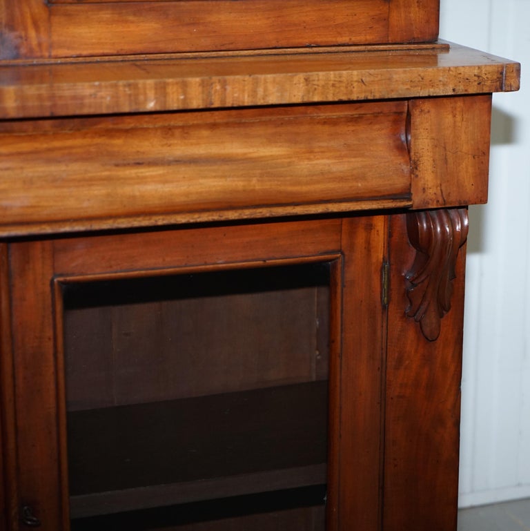 Victorian Mahogany Glass Doored Library Bookcase Cabinet with Single ...