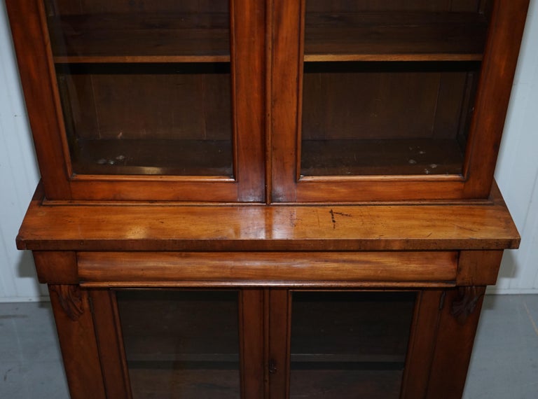 Victorian Mahogany Glass Doored Library Bookcase Cabinet with Single ...