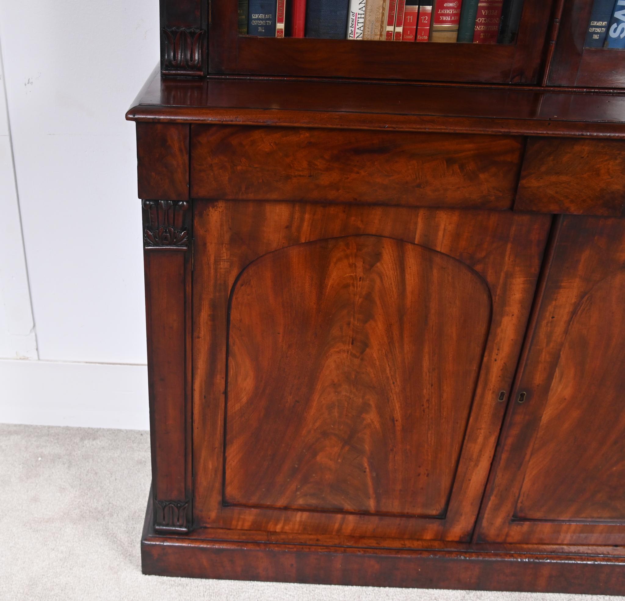 Victorian Mahogany Library Bookcase Glazed Doors Cupboard Base 1840 For ...
