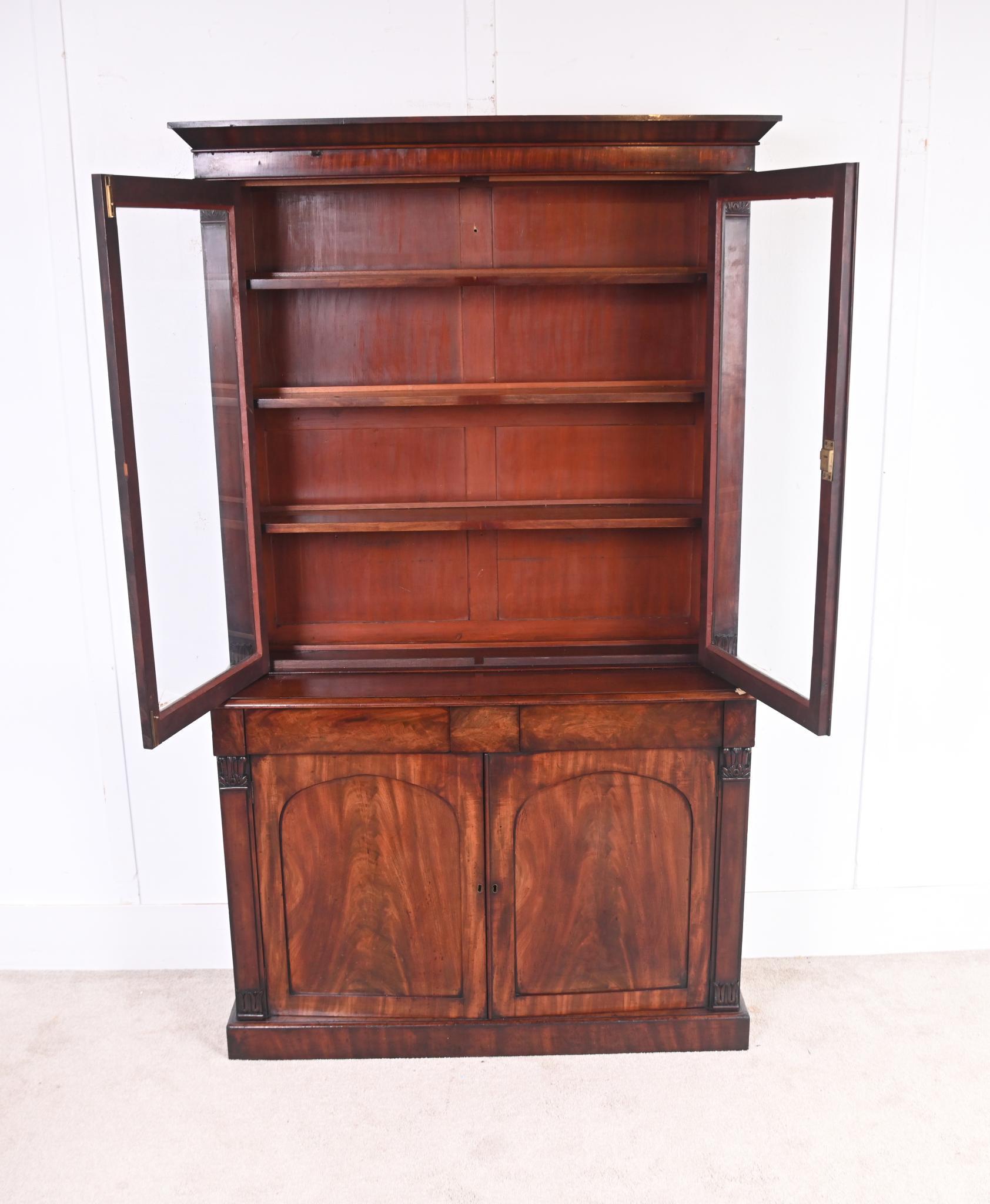 Victorian Mahogany Library Bookcase Glazed Doors Cupboard Base 1840 For ...
