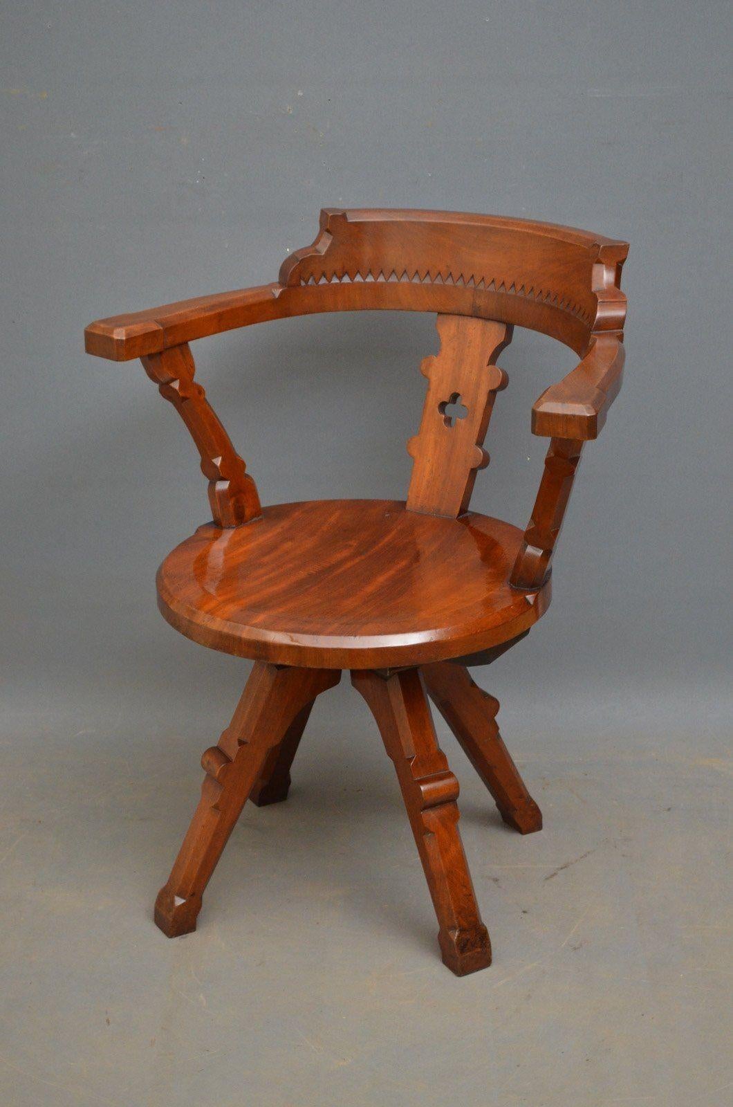 Victorian Mahogany Office Chair For Sale at 1stDibs