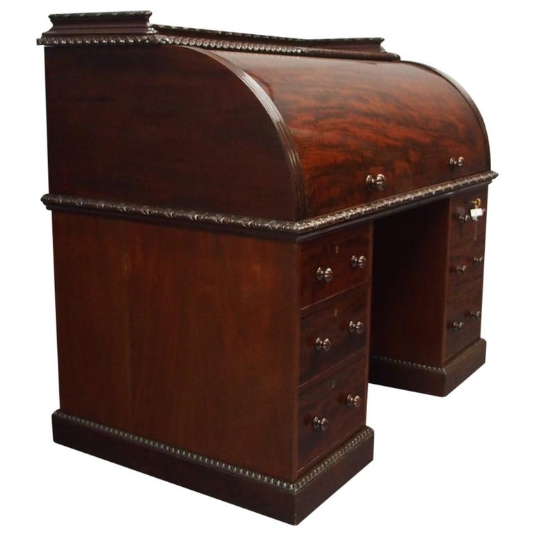 Victorian Mahogany Roll Top Bureau For Sale at 1stDibs
