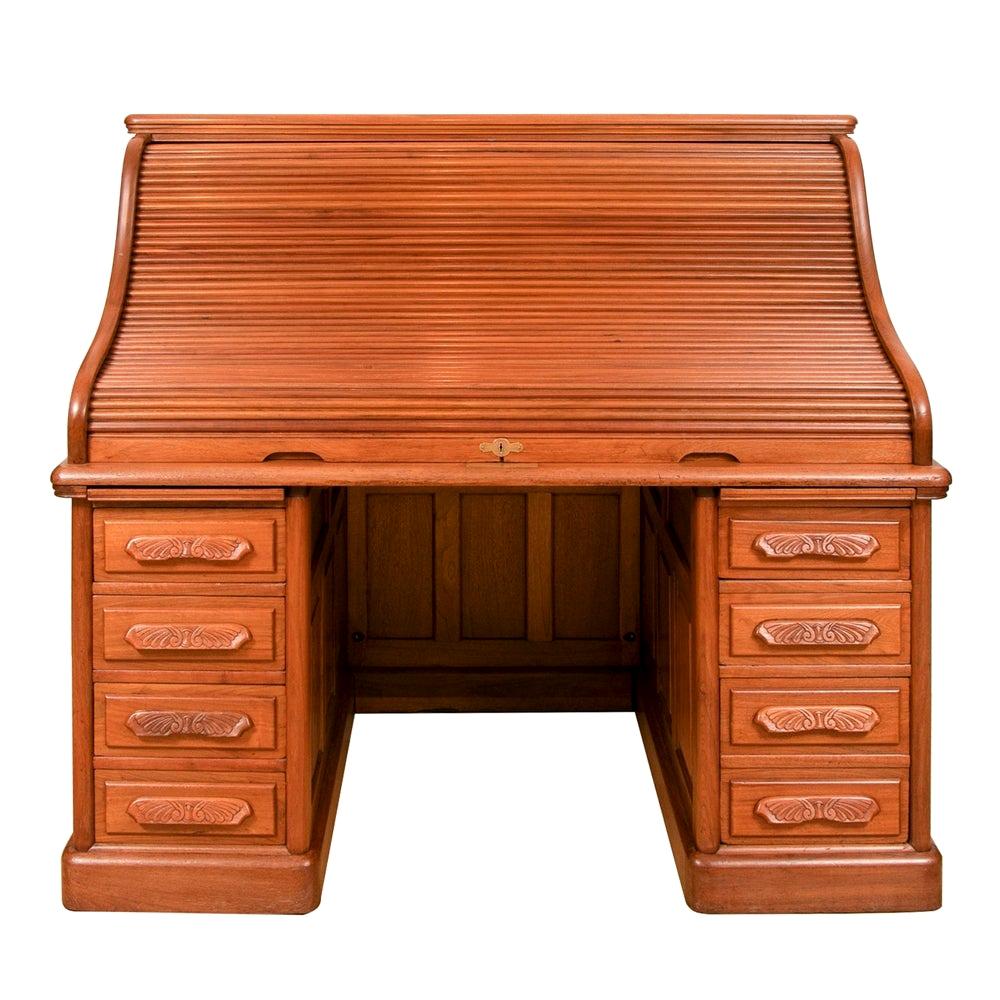 Victorian Mahogany Roll Top Desk, c.1898 For Sale at 1stDibs