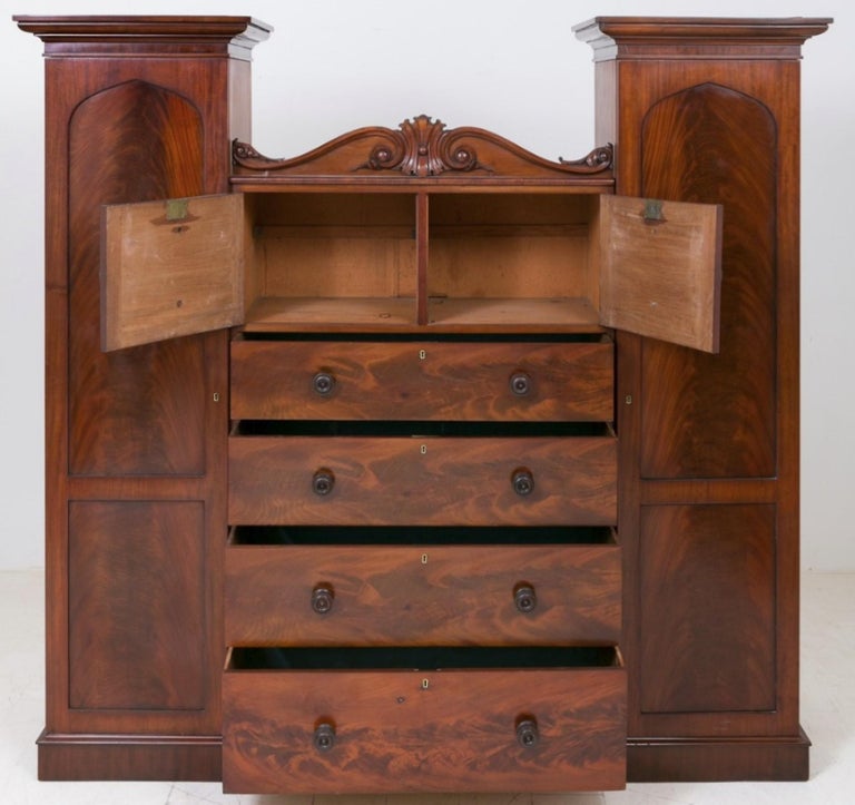 Victorian Mahogany Wardrobe - Antique Turret Closet For Sale at 1stDibs