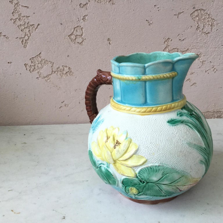 Victorian Majolica Water Lily Pitcher, circa 1890 For Sale at 1stDibs