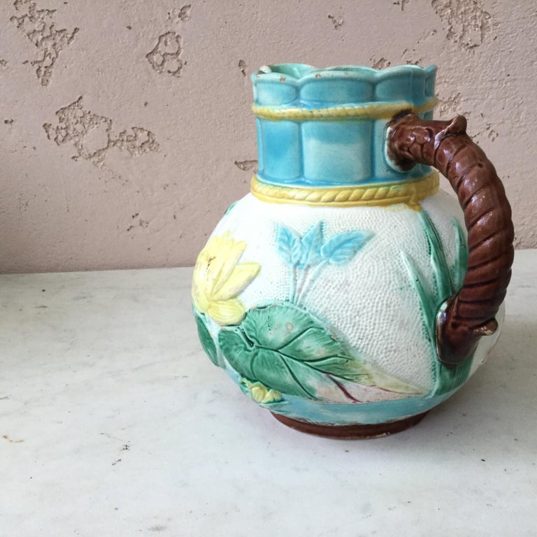 Victorian Majolica Water Lily Pitcher, circa 1890 For Sale at 1stDibs