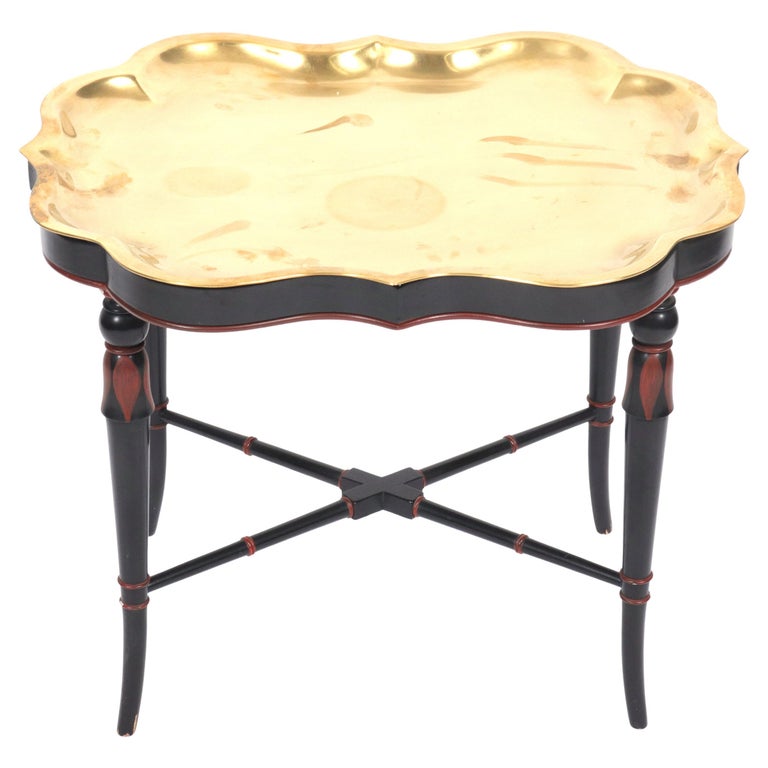 Victorian Manner Brass Tray Table For Sale at 1stDibs