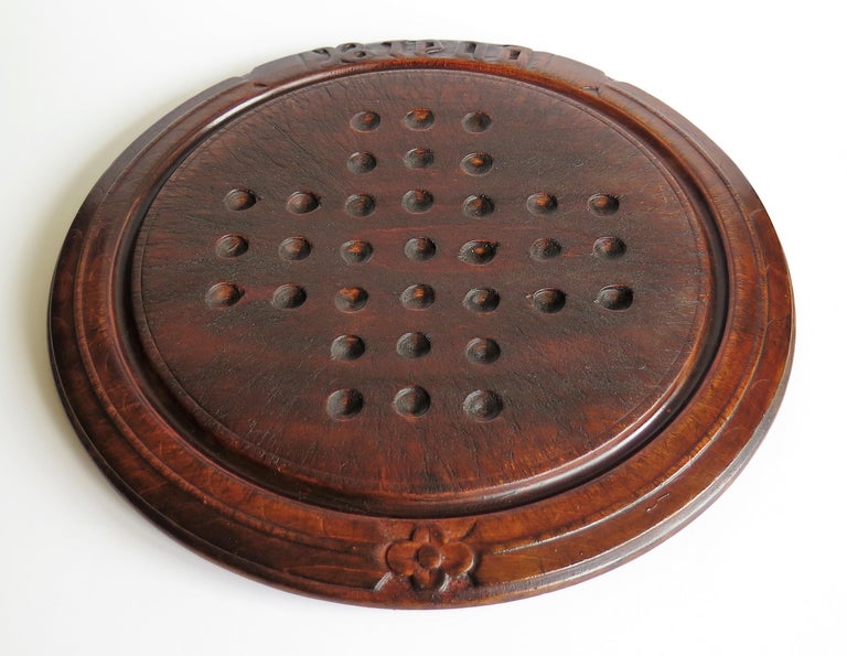Victorian Marble Solitaire Game with Converted Folk Art Carved ...