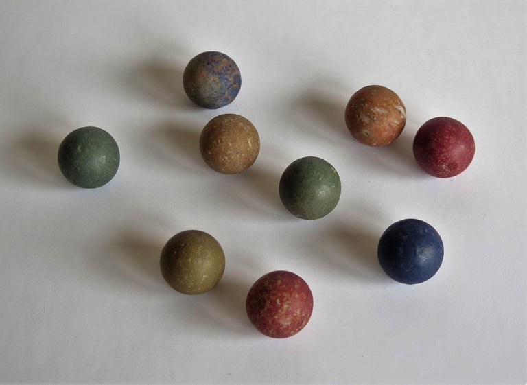 Victorian Marble Solitaire Game with Converted Folk Art Carved ...