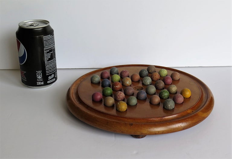 Victorian Marble Solitaire Game with Mahogany Board and 32 Handmade ...