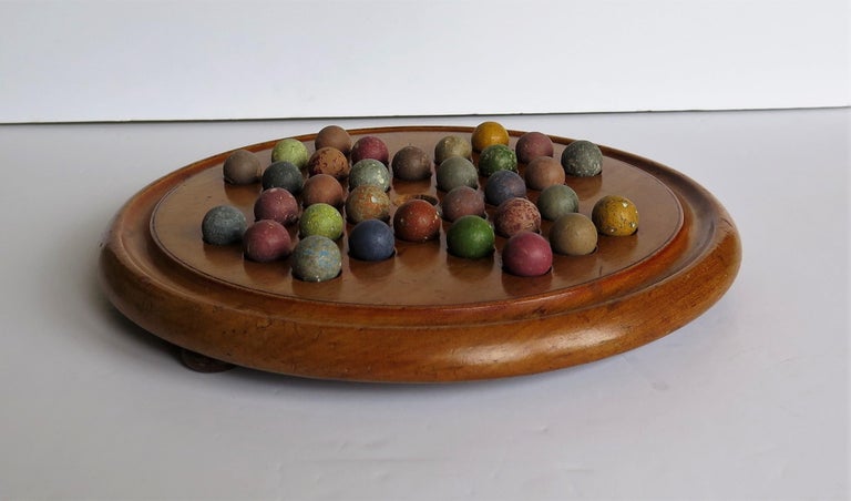 Victorian Marble Solitaire Game with Mahogany Board and 32 Handmade ...