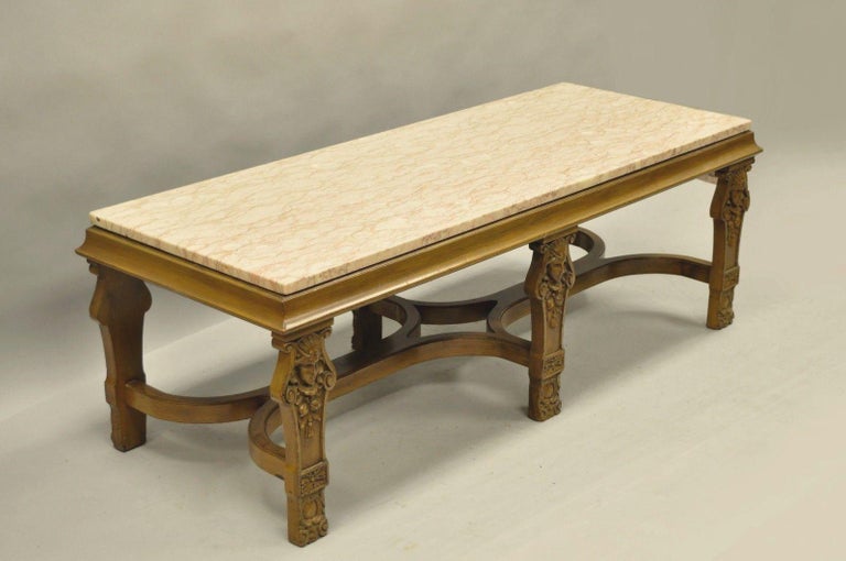 Victorian Marble-Top Coffee Table Figural Female Faces French Carved ...