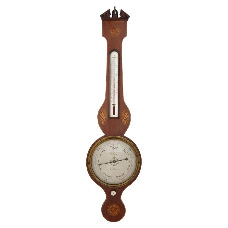 Victorian Marquetry Wall Barometer and Thermometer For Sale at 1stDibs