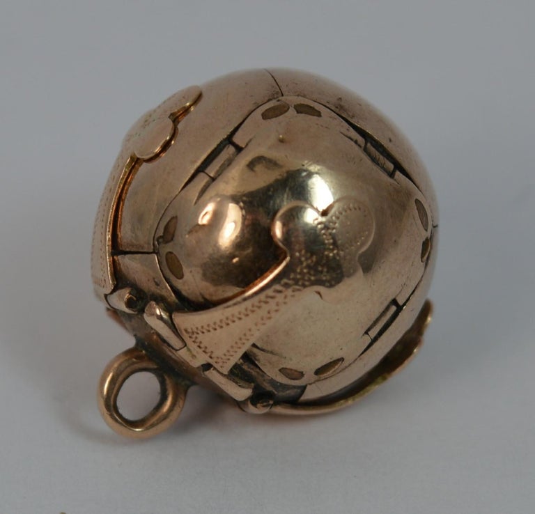 Victorian Masons Masonic 9 Carat Gold and Silver Ball Fob or Pendant at ...