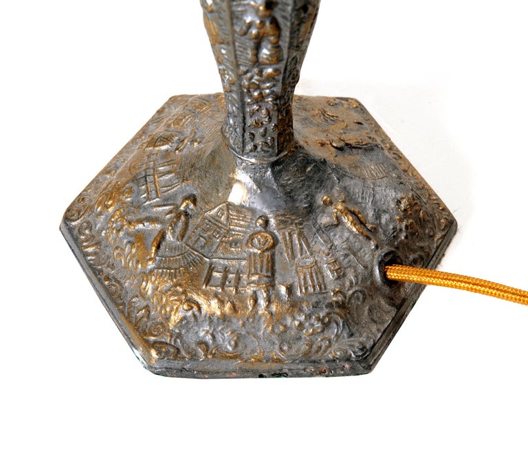 Victorian Metal Candlestick Lamps, a Pair at 1stDibs