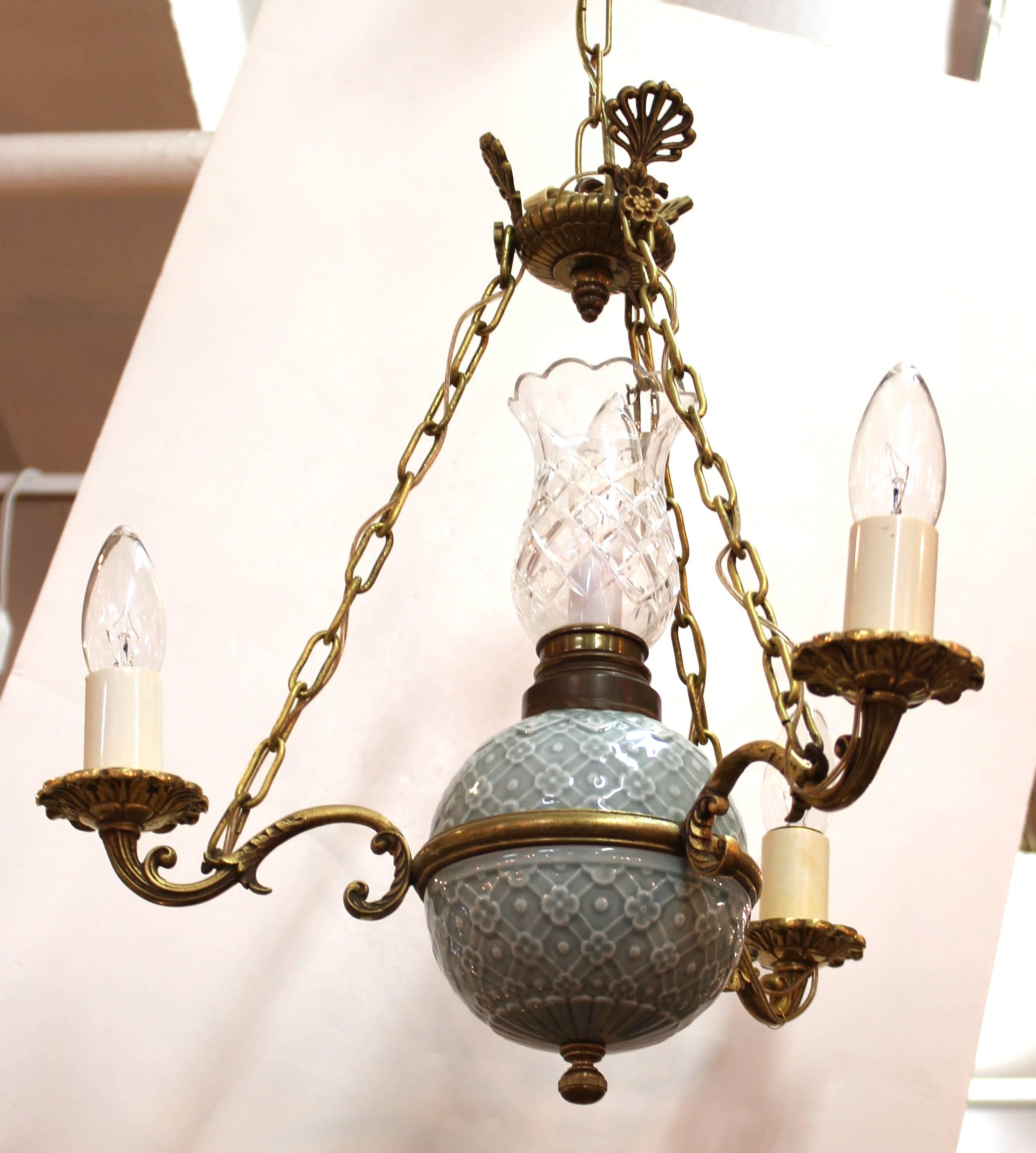 Victorian Minton Porcelain, Crystal and Brass Chandelier at 1stDibs ...