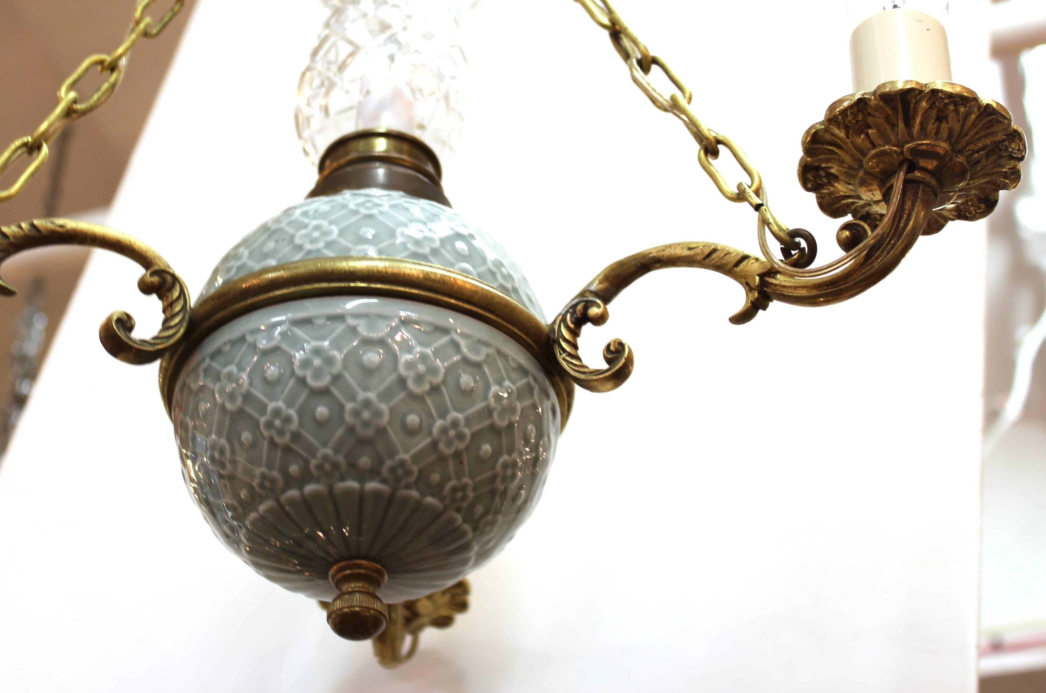 Victorian Minton Porcelain, Crystal and Brass Chandelier at 1stDibs ...