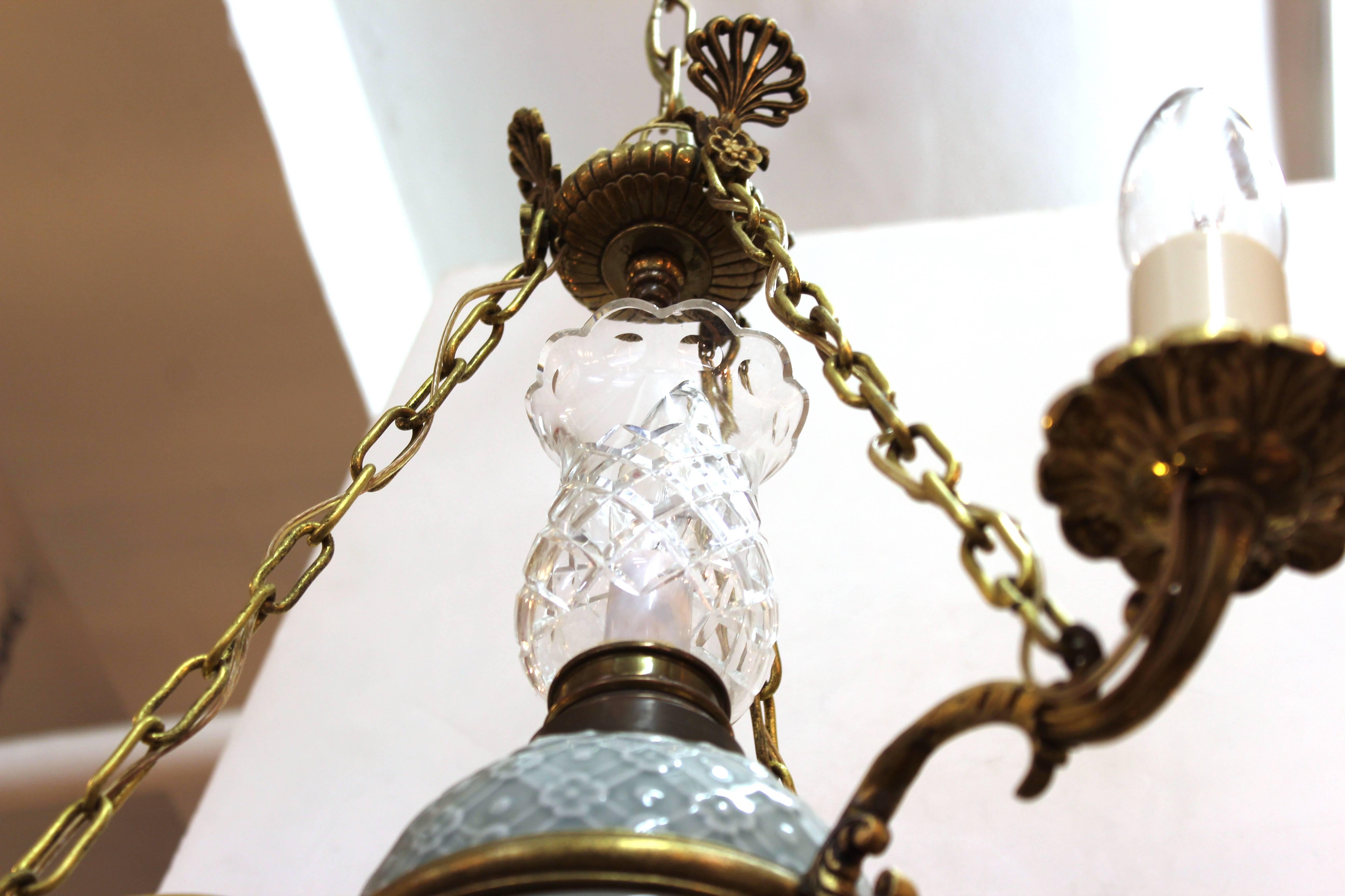 Victorian Minton Porcelain, Crystal and Brass Chandelier at 1stDibs ...