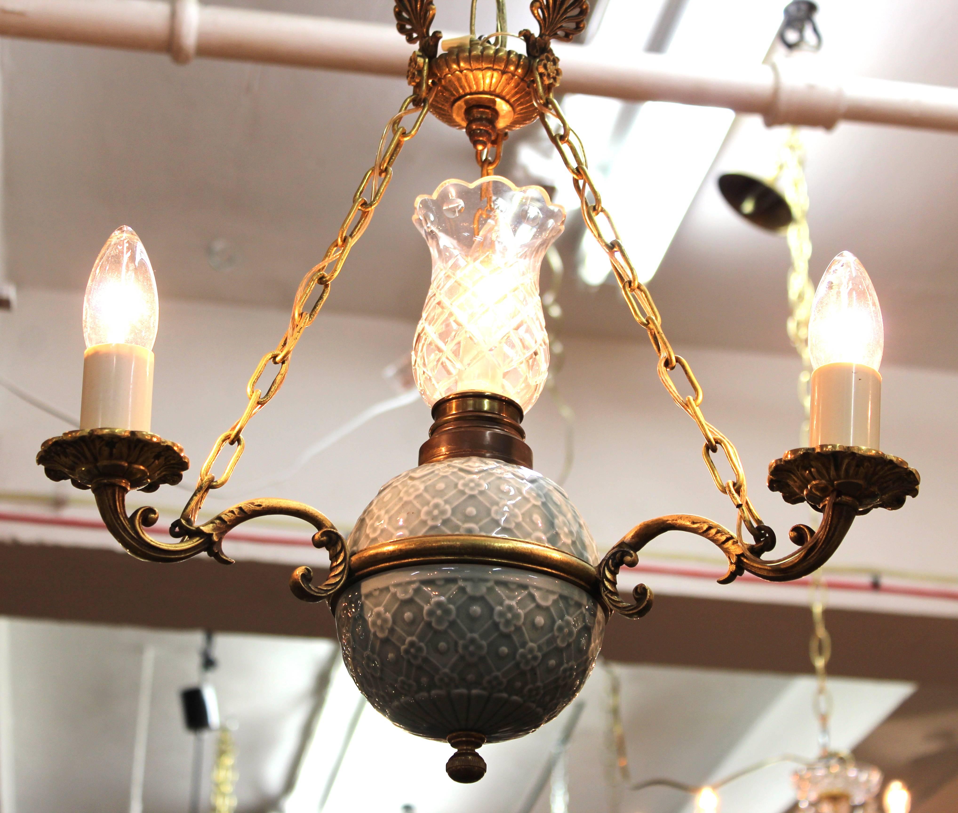 Victorian Minton Porcelain, Crystal and Brass Chandelier at 1stDibs ...