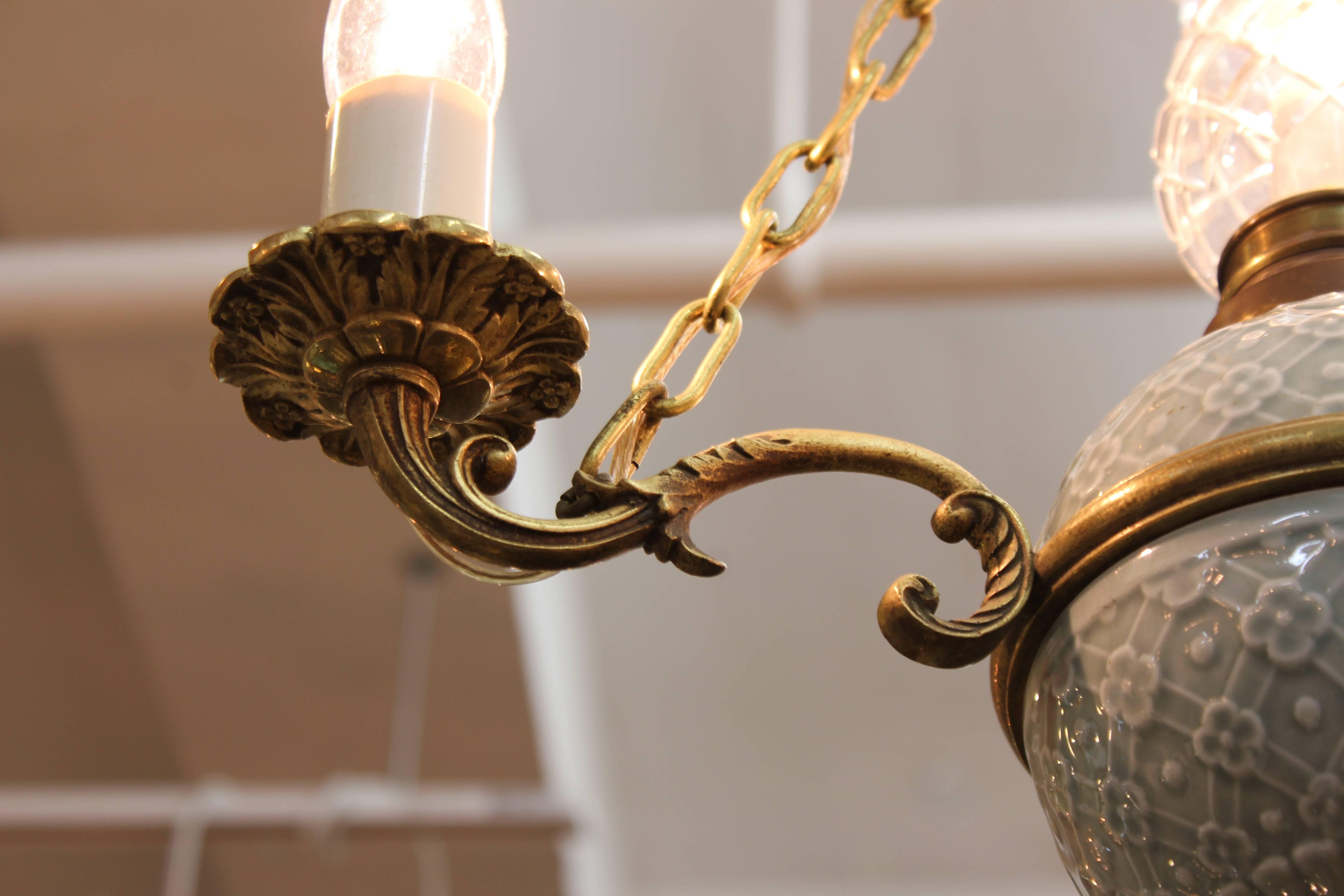 Victorian Minton Porcelain, Crystal and Brass Chandelier at 1stDibs ...