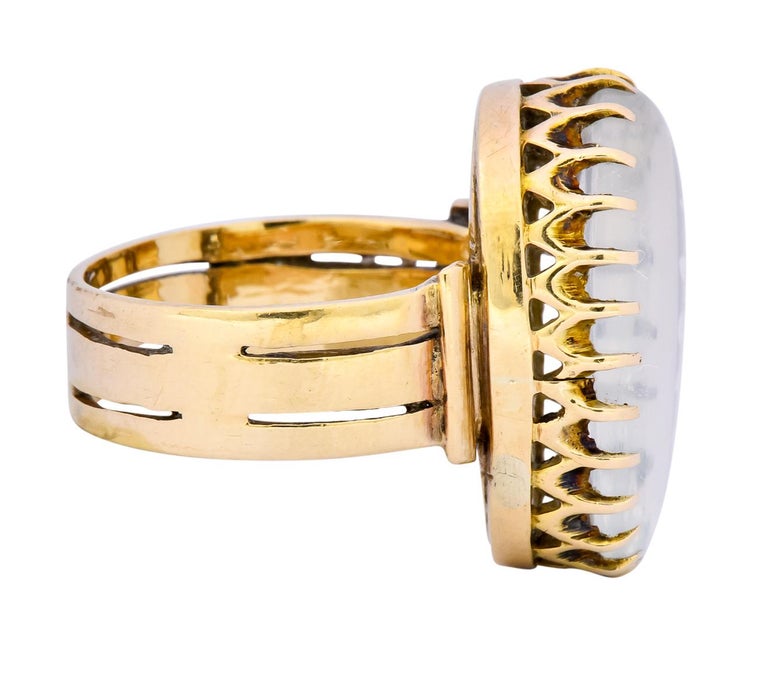 Victorian Moonstone 14 Karat Yellow Gold Ring at 1stDibs