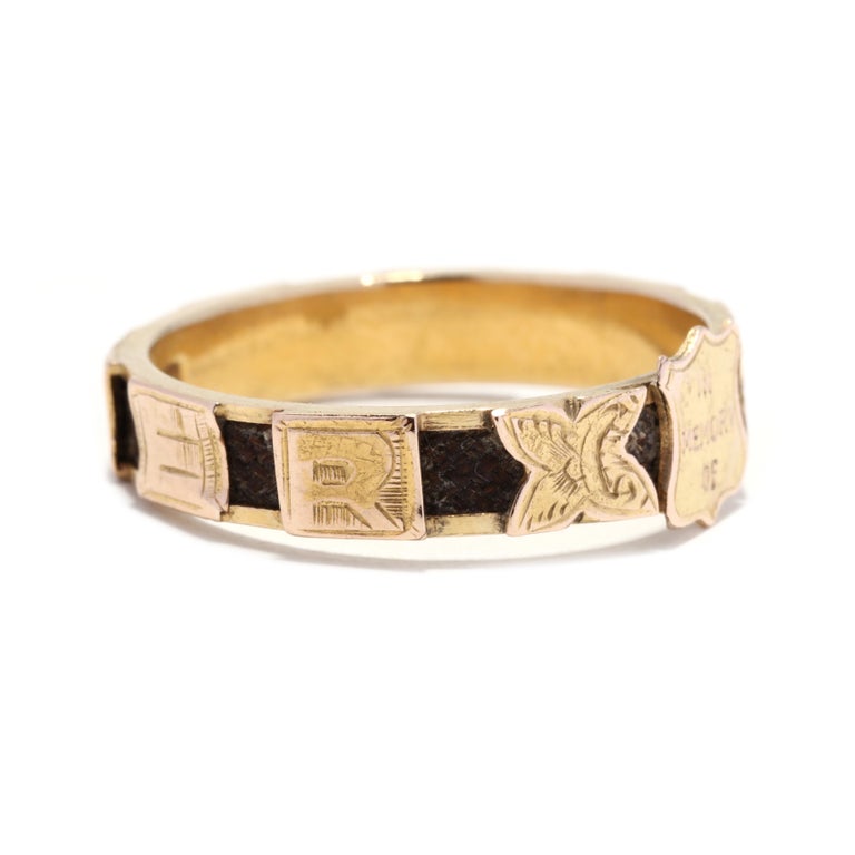 Victorian Mother Hair Mourning Band, 18KT Yellow Gold For Sale at 1stDibs