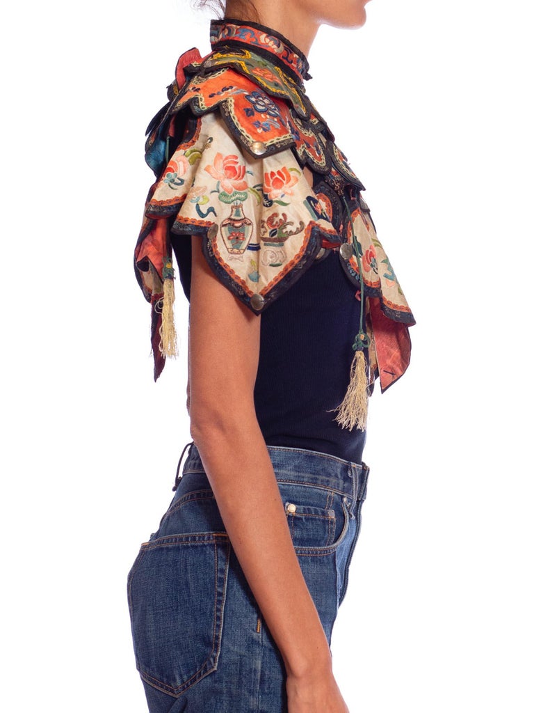 Victorian Multicolor Antique Chinese Silk Embroidered Colar Cape For ...