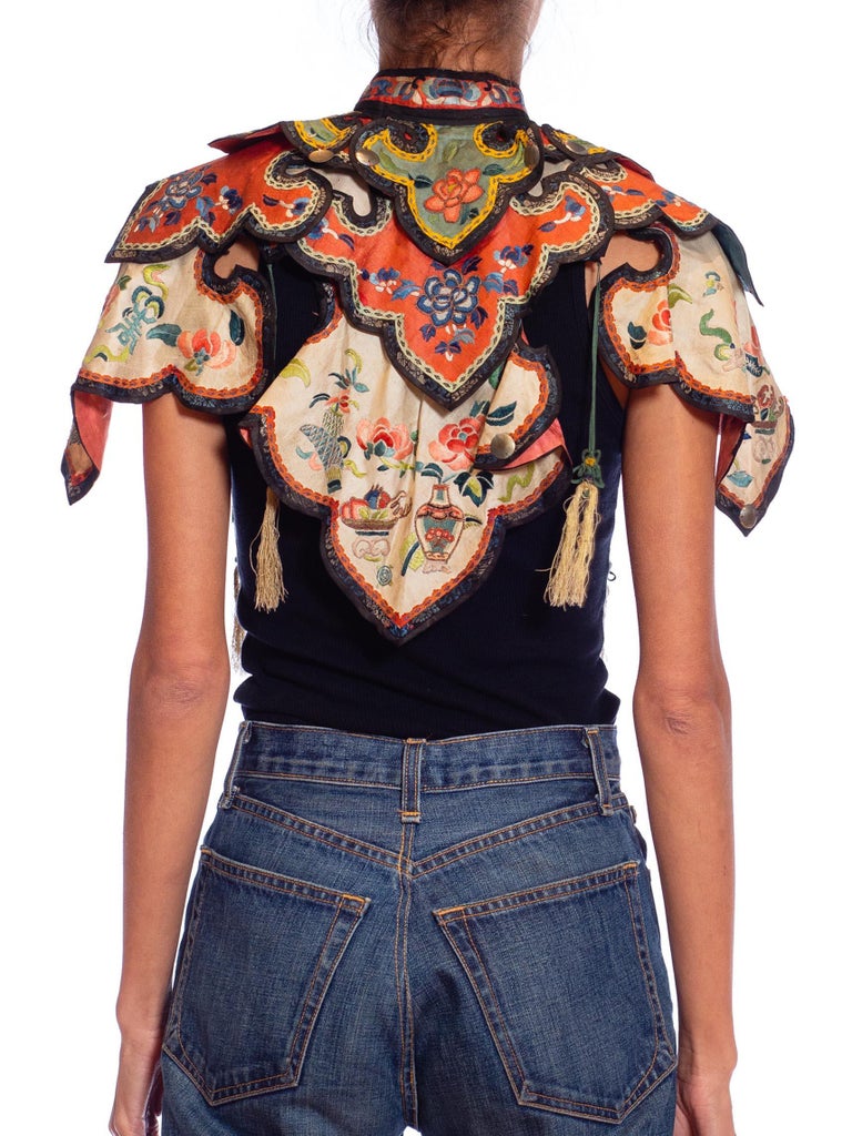 Victorian Multicolour Antique Chinese Silk Embroidered Colar Cape For ...