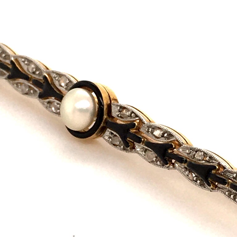 Victorian Natural Pearl and Diamond Bar Pin For Sale at 1stDibs