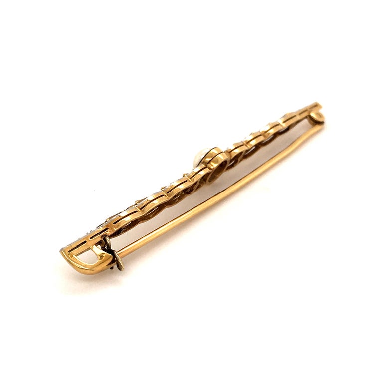 Victorian Natural Pearl and Diamond Bar Pin For Sale at 1stDibs