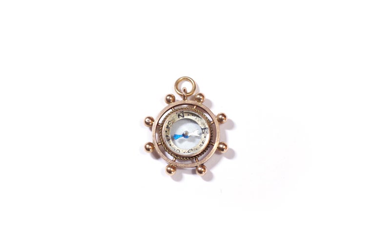 Victorian Nautical Compass Pendant in Rose Gold, Ship's Rudder For Sale ...