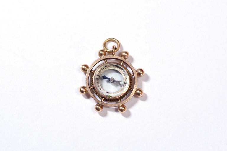 Victorian Nautical Compass Pendant in Rose Gold, Ship's Rudder For Sale ...