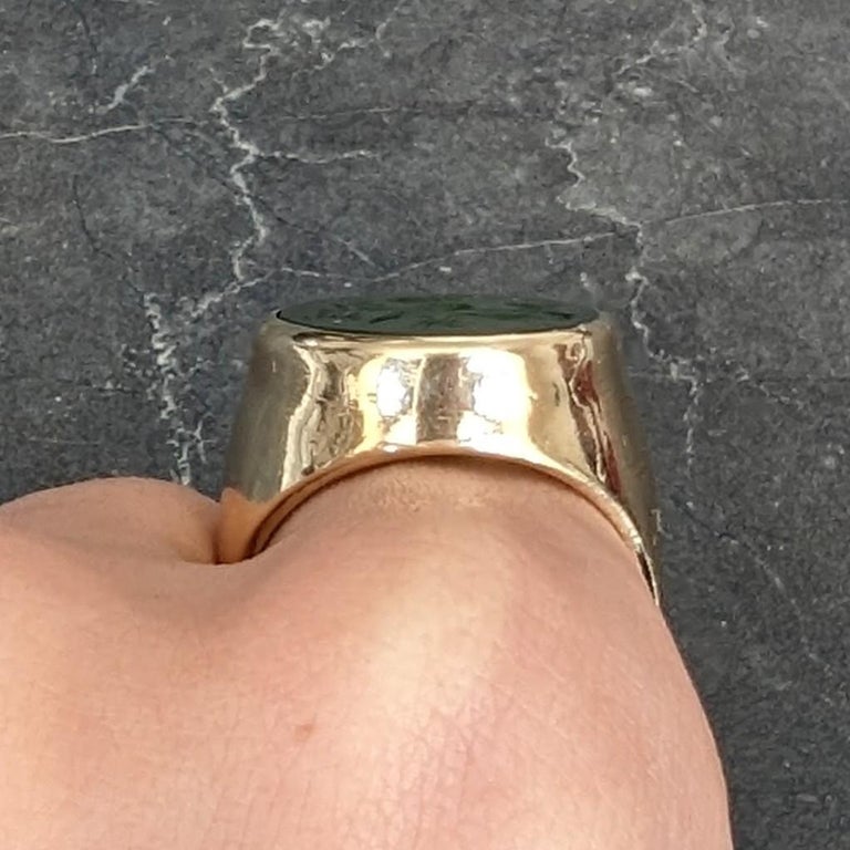 Victorian Nephrite Jade 14 Karat Yellow Gold Celtic Thistle Crest ...