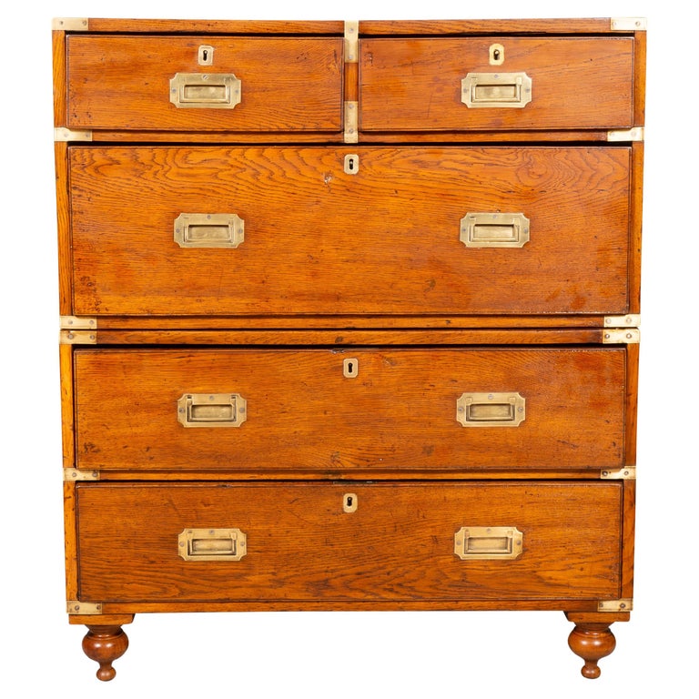 Victorian Oak Campaign Chest For Sale at 1stDibs