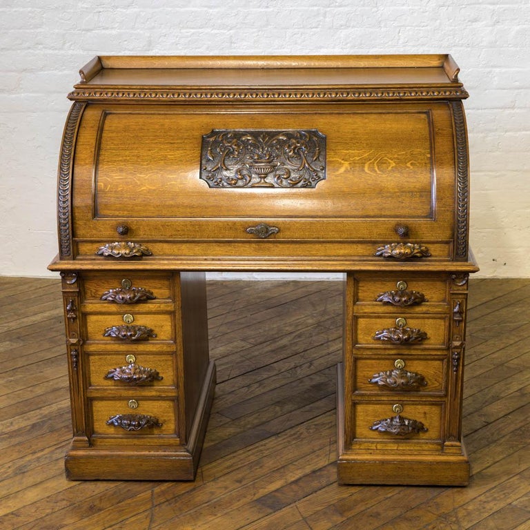 Victorian Oak Cylinder Desk at 1stDibs