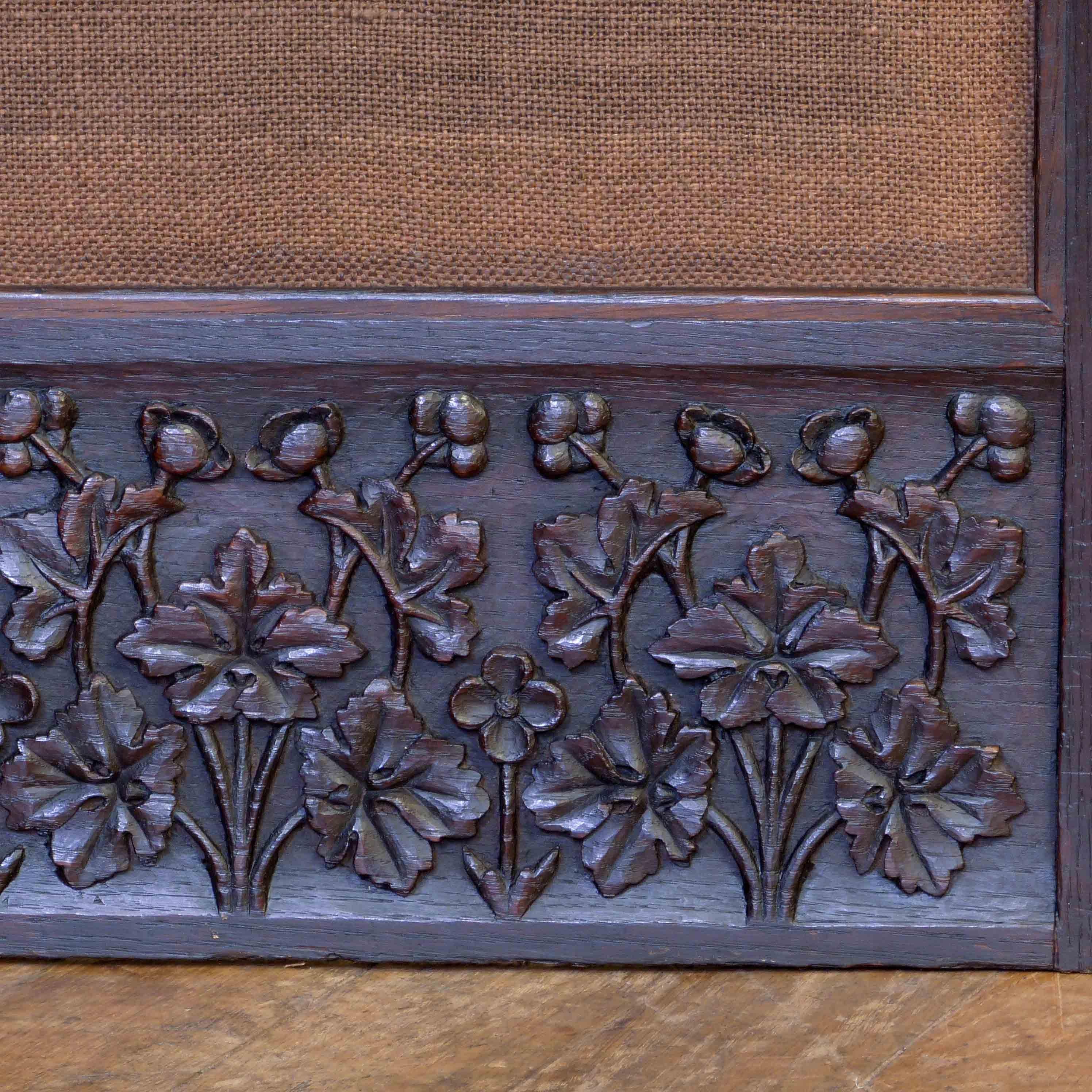 Victorian Oak Framed Tapestry Screen For Sale at 1stDibs