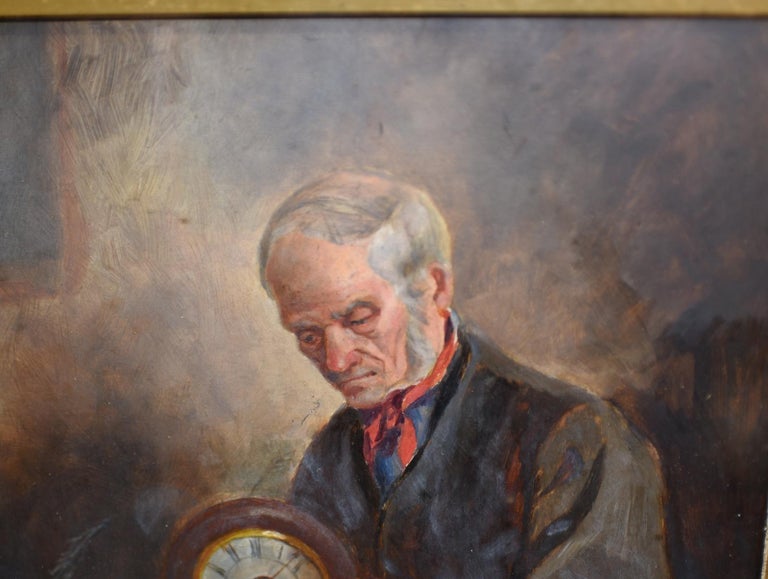 Victorian Oil Painting Clock Maker Horologist Portrait For Sale at 1stDibs