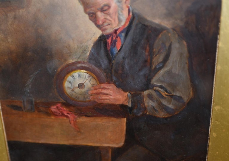 Victorian Oil Painting Clock Maker Horologist Portrait For Sale at 1stDibs