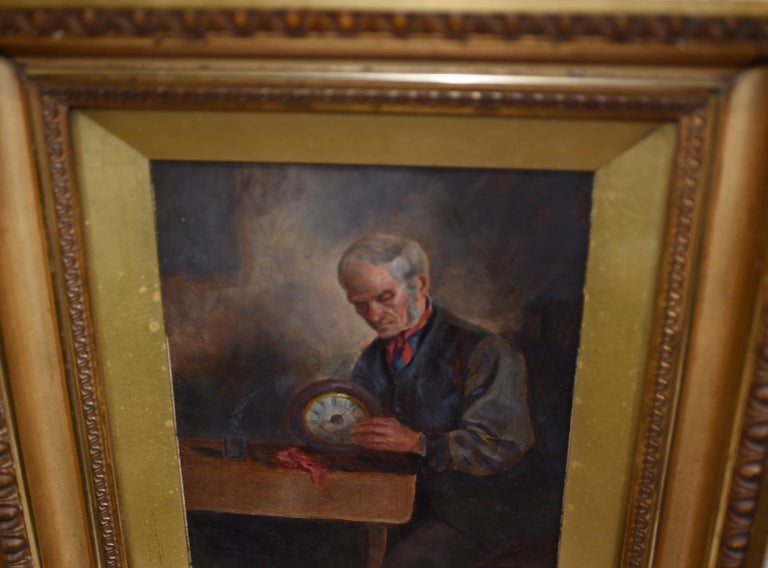 Victorian Oil Painting Clock Maker Horologist Portrait For Sale at 1stDibs