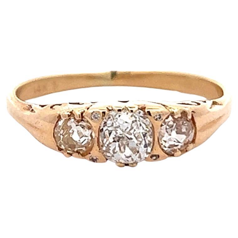 Georgian Old Mine Cut Diamond Three Stone Ring For Sale at 1stDibs
