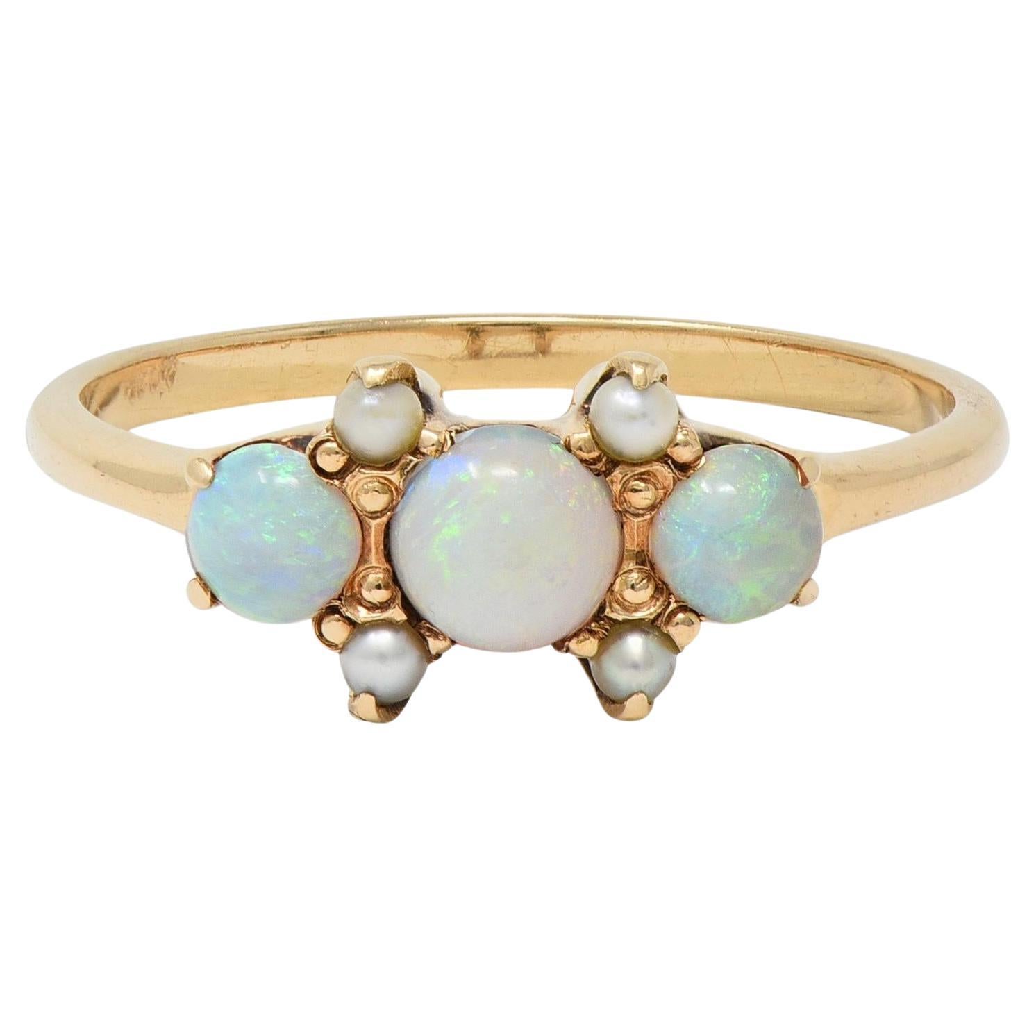 Antique Victorian Ostby Barton Three-Stone Opal Ring 14 Karat Gold Jewelry at 1stDibs | three ...