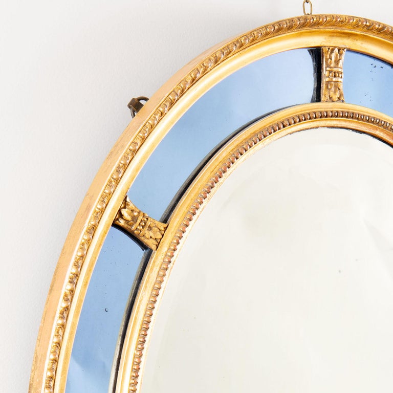 Victorian Oval Blue Glass and Giltwood Border Wall Mirror at 1stDibs