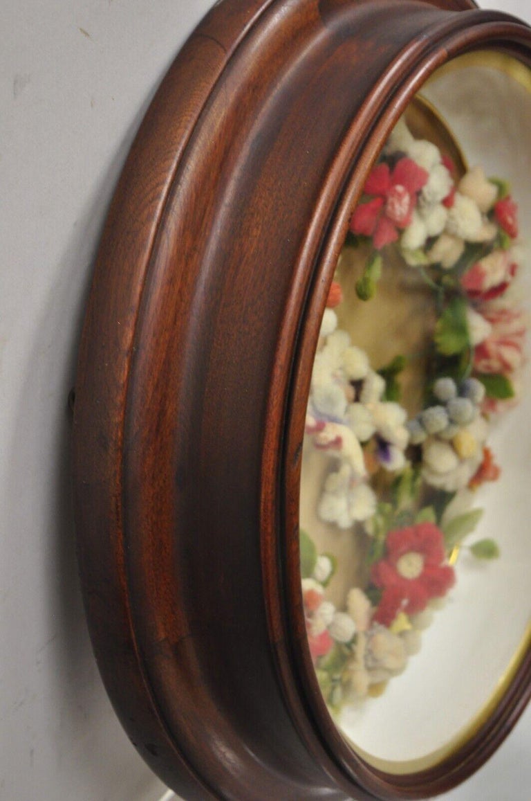 Victorian Oval Mahogany Shadow Box Frame Felt Cotton Flower Mourning ...