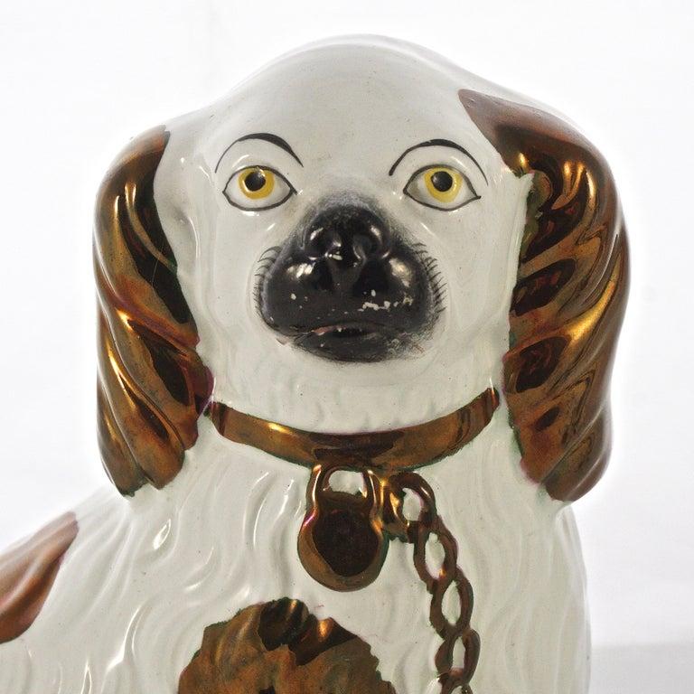 Victorian Pair of Staffordshire Pottery Copper Lustre Split Leg Dog ...